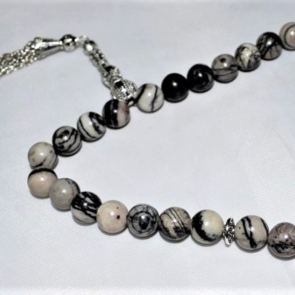 Real Marble Beads 33 Counts With Grey Marble 10 MM | Naqshbandi Islamic ...
