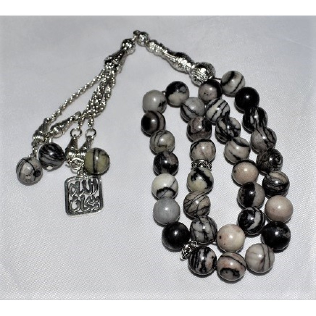 Real Marble Beads 33 Counts With Grey Marble 10 MM | Naqshbandi Islamic ...