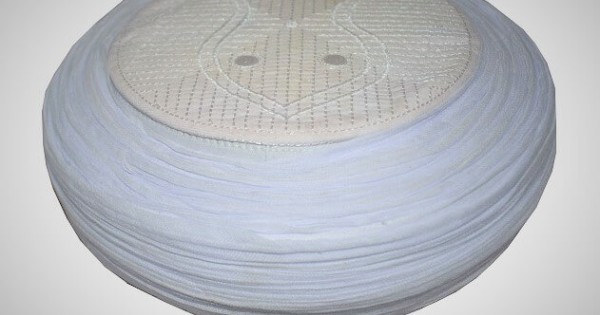 Handmade White Nalain Imama Hat 7 Meters White Wrapping on Black Cap