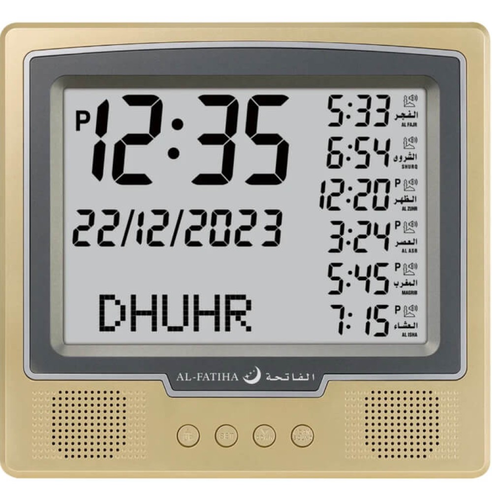 Athan Desk Clock – Full Azan Display, Prayer Time Clock