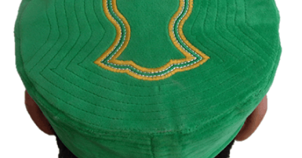 Green Nalain Kufi Cap – Velvet Hat with Prophet’s Blessed Symbol