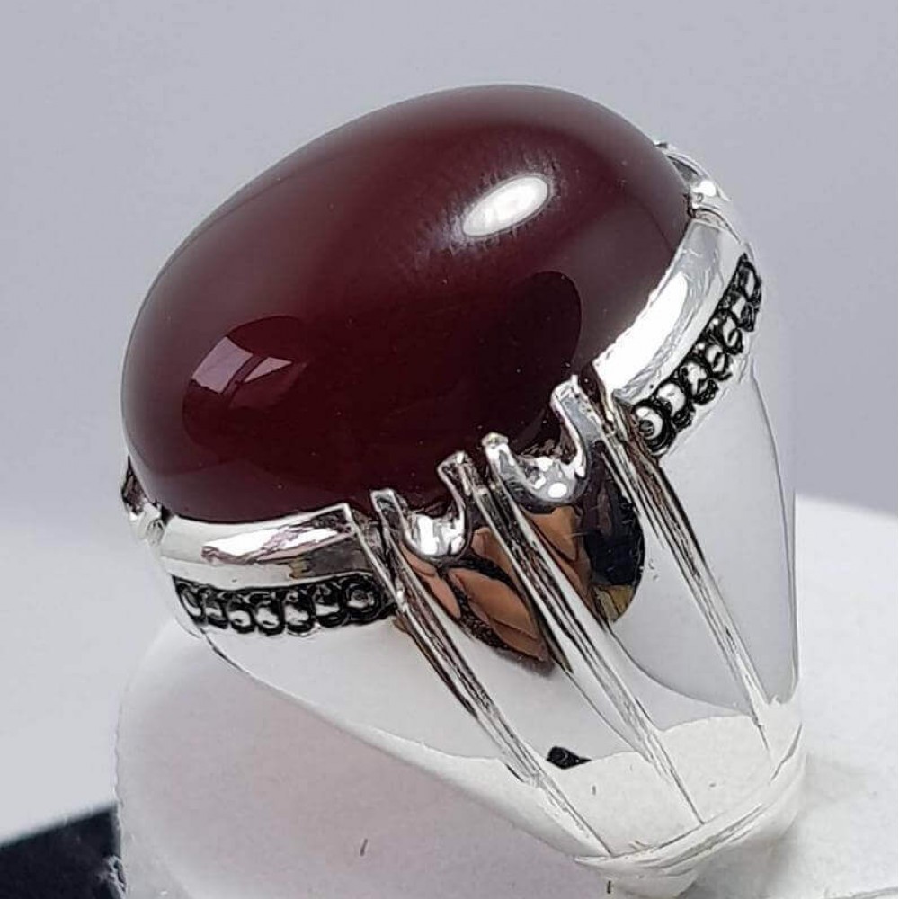 Meta Title: Men Dark Brown Yemeni Aqeeq Ring – Handmade Yemeni Aqeeq ...