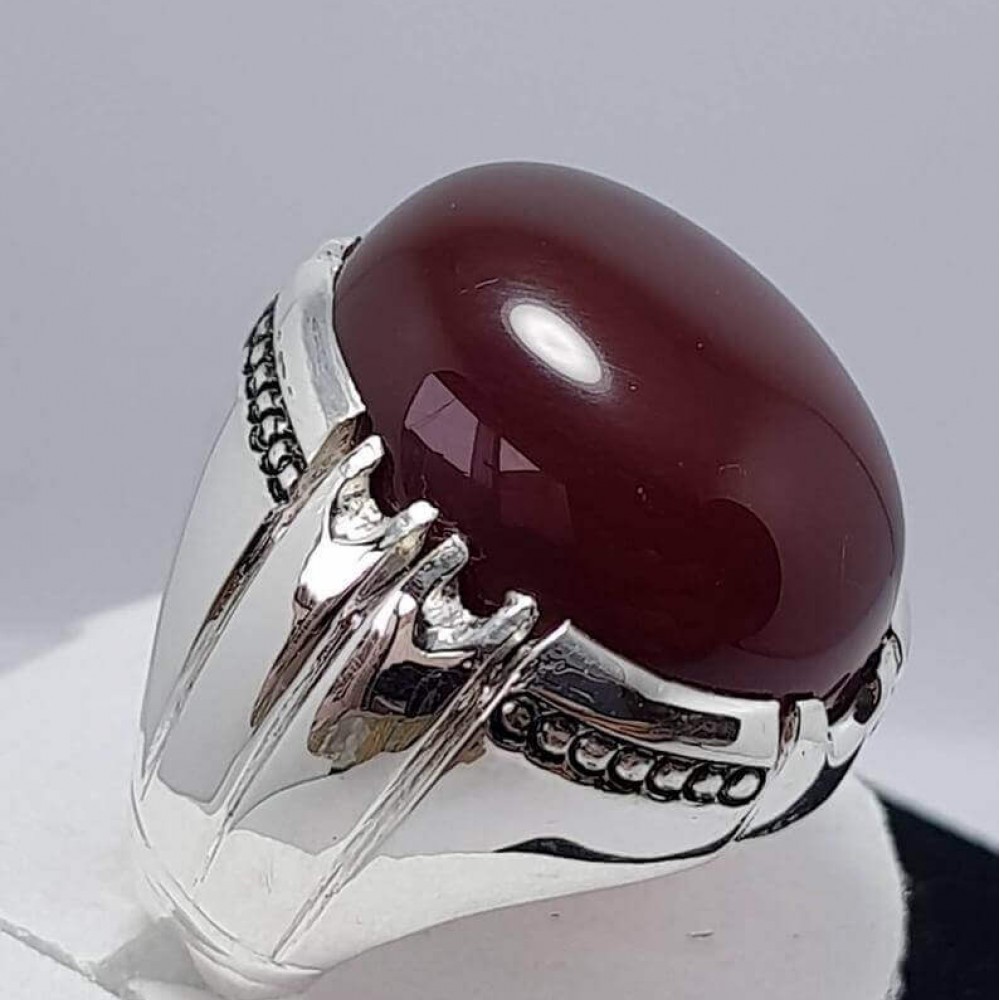 Meta Title: Men Dark Brown Yemeni Aqeeq Ring – Handmade Yemeni Aqeeq ...